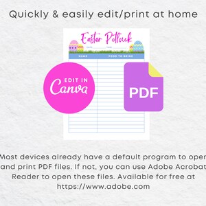 Editable Easter Potluck Sign up Sheet for Office Potluck Party, Canva ...