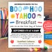 Editable Boo Hoo Yahoo Invitation, School Breakfast Social Flyer ...
