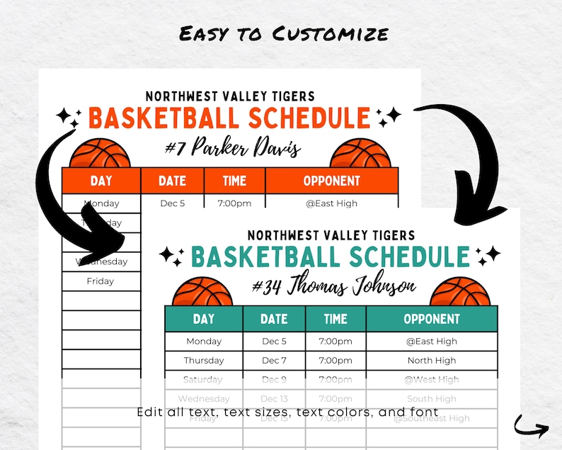 Basketball Schedule Template – Editable Canva Practice Plan (digital ...