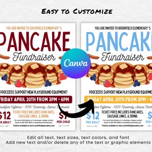 Editable Pancake Breakfast Fundraiser Flyer Template | DIY Canva ...