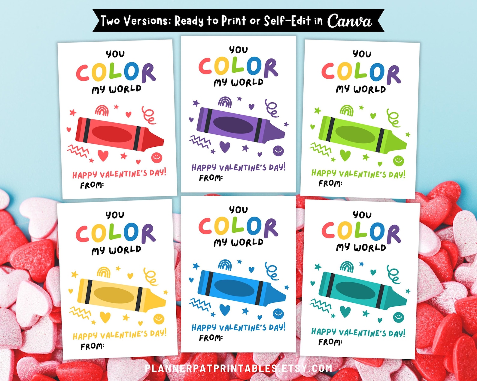 Printable Crayon Valentine Cards, Preschool Crayons Valentines Day ...