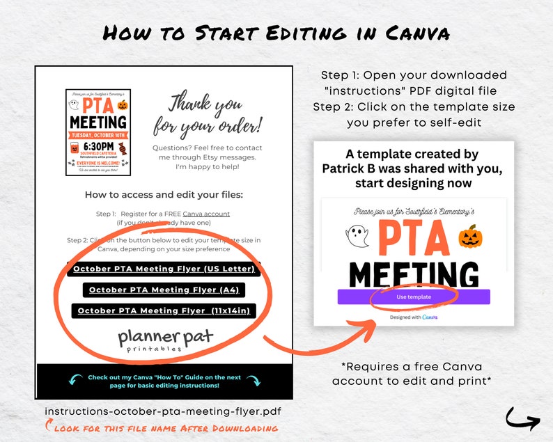 Editable PTA Meeting Flyer | October Event Poster (canva Download) - Etsy