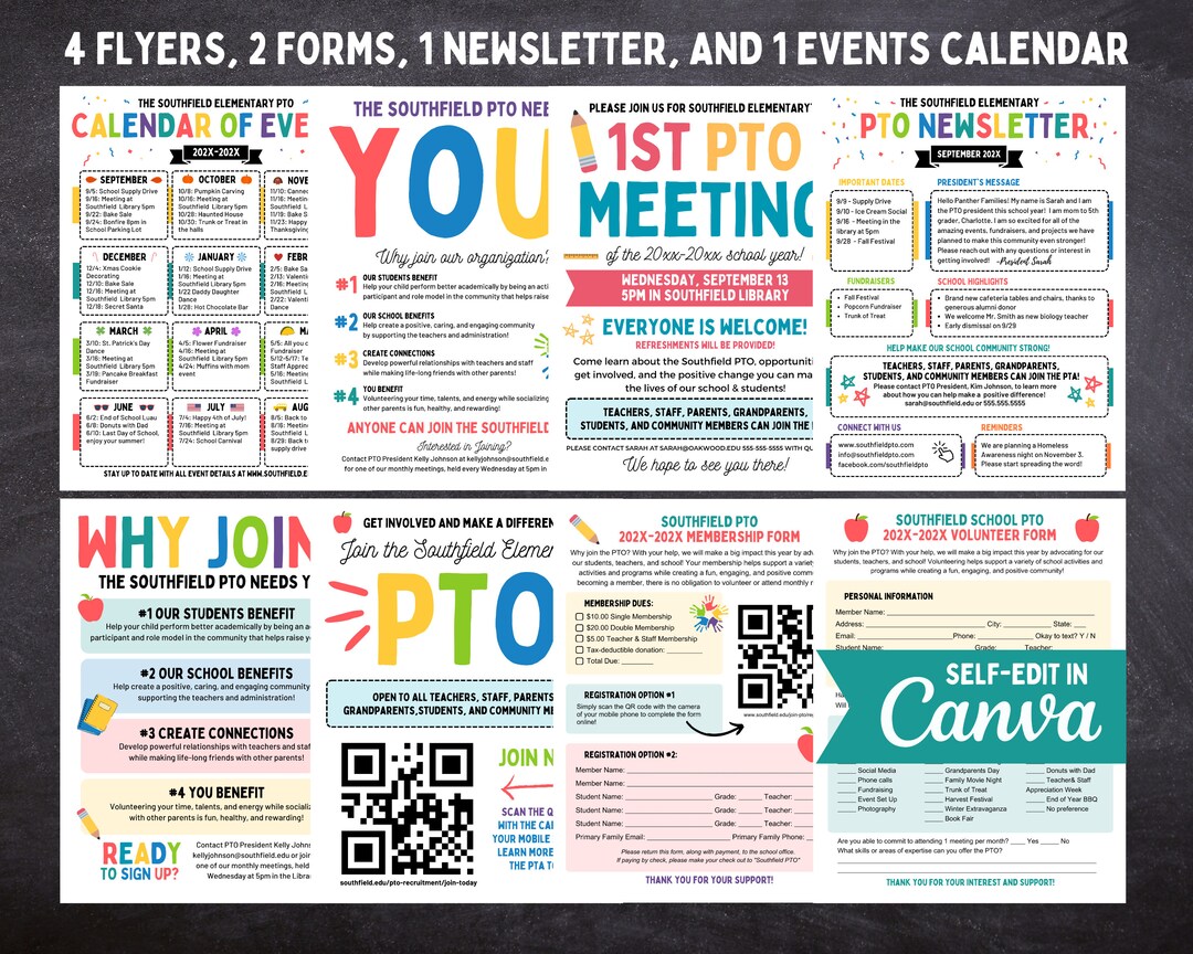 Editable PTO Recruitment Kit Includes Why Join the PTO Flyers, Events ...