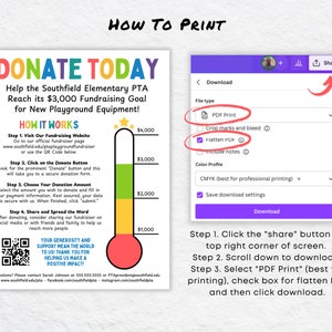Editable School PTA PTO Fundraising Thermometer Flyer: Donation Tracker ...