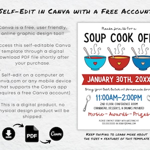 Editable Winter Soup Cook off Flyer, Work Competition Canva Template - Etsy
