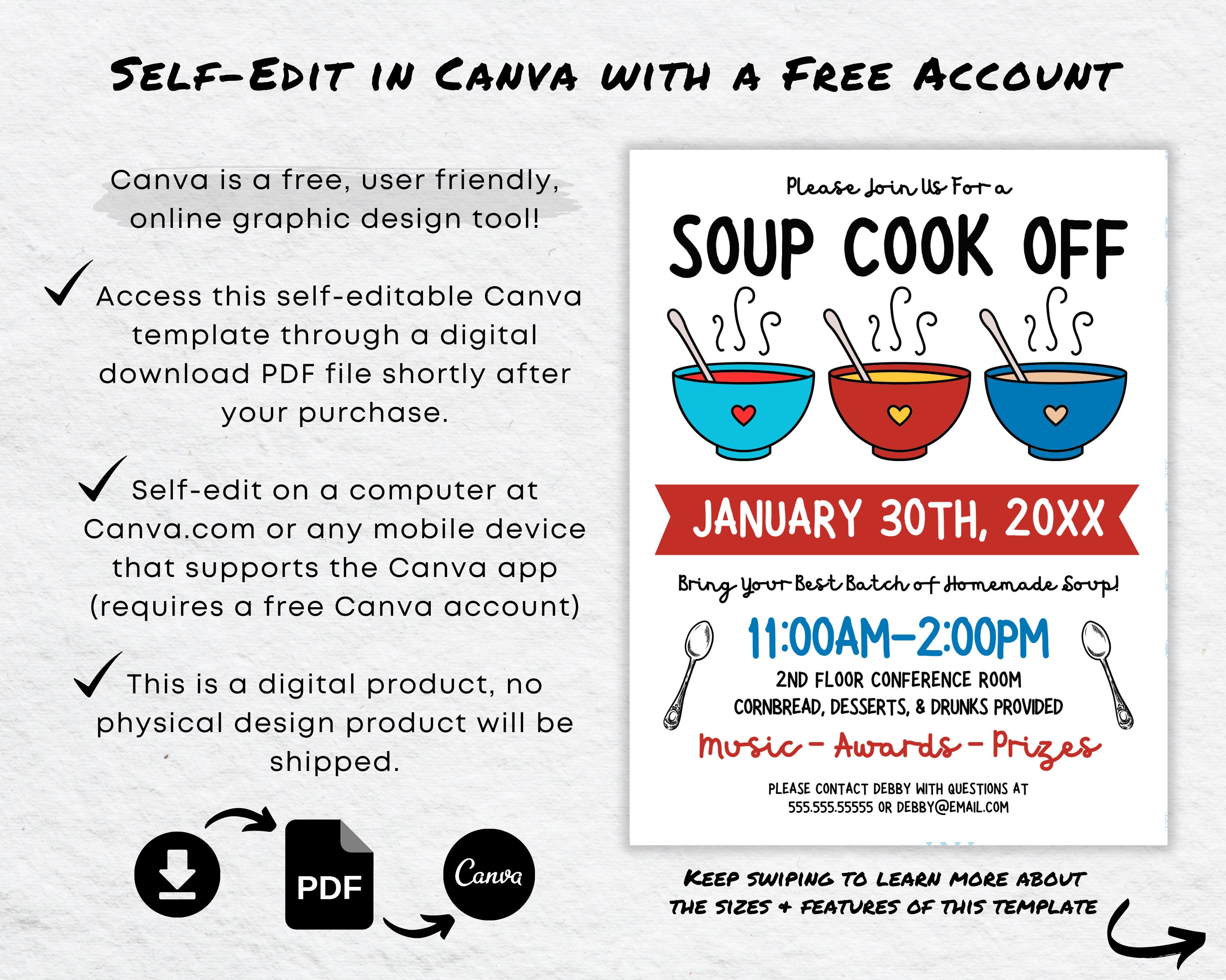 Soup Cook off Flyer Template: Editable Office Competition Poster (canva ...