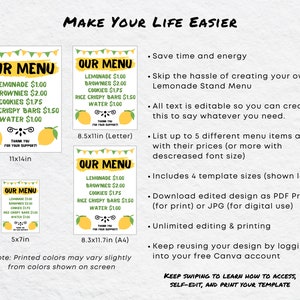 Editable Lemonade Stand Menu Printable, Kids Lemonade Pricing Sign ...