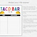 Taco Bar Sign up Sheet Printable for Mexican Fiesta Potluck Party ...