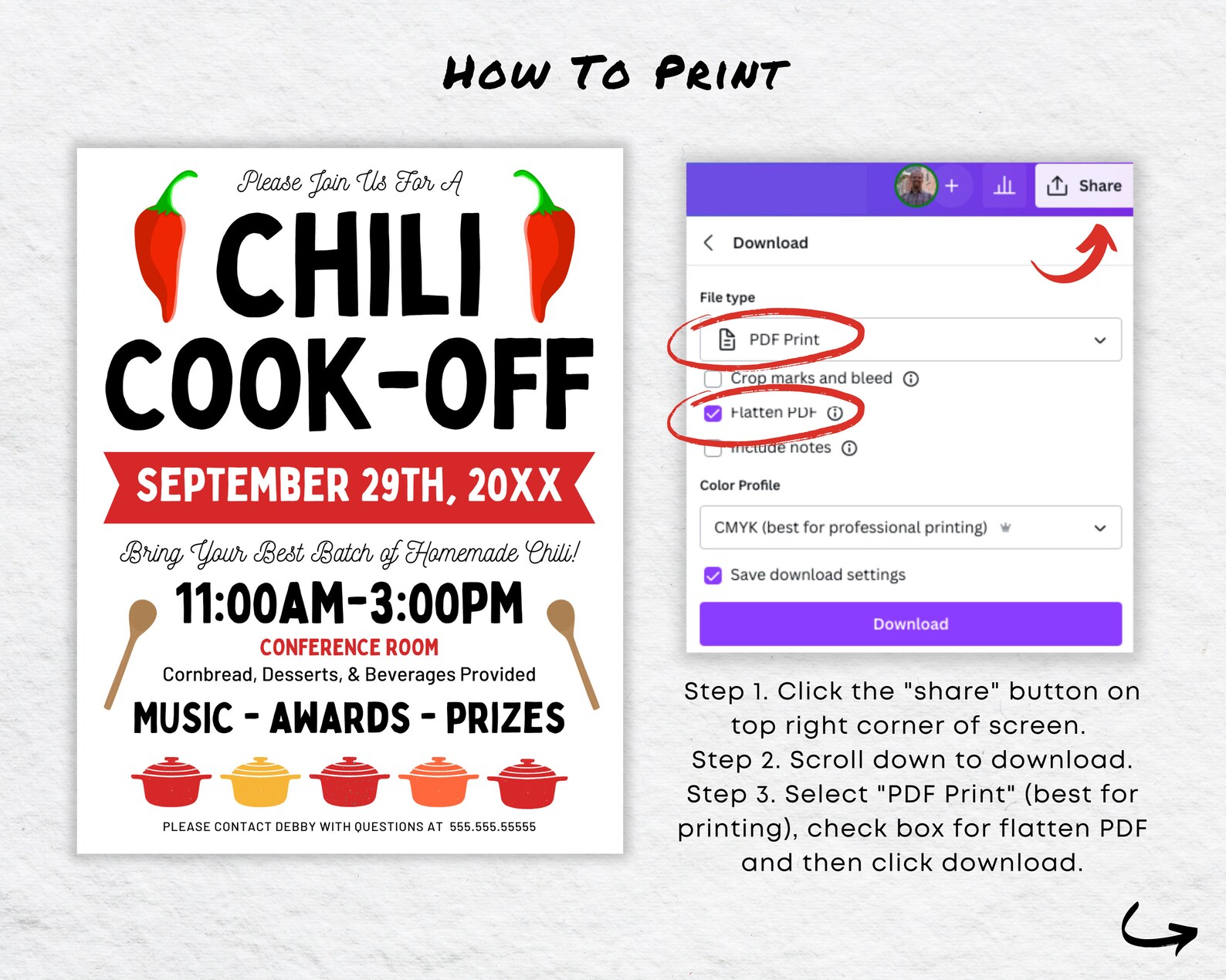 Chili Cook off Flyer Template | Editable Competition Poster (canva ...