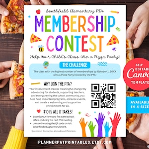 Editable PTA Membership Contest Flyer Template | Canva PTO Recruitment ...