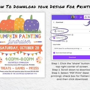 Editable Pumpkin Painting Flyer, School Fundraiser, Canva Template - Etsy