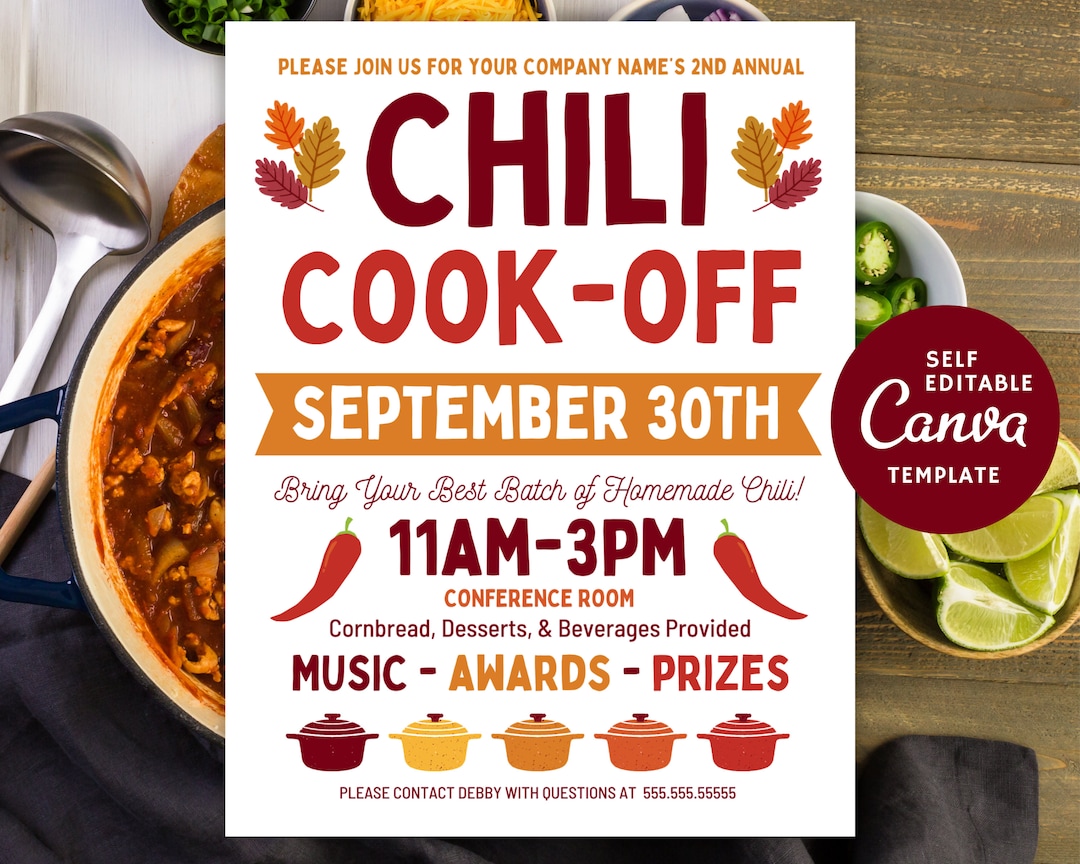 Fall Chili Cook-off Flyer Template: Minimalist Work Competition (canva ...