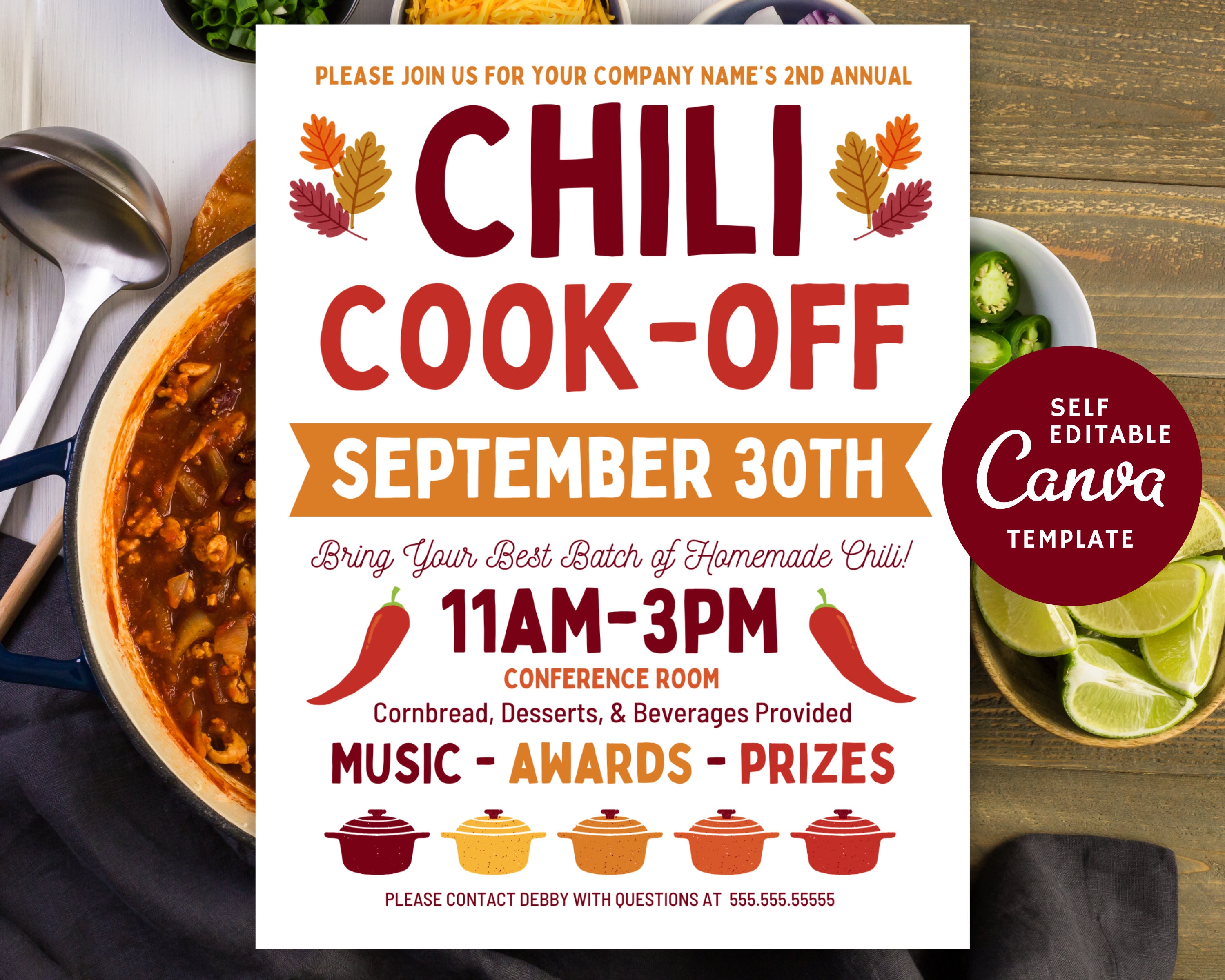 Editable Fall Chili Cook off Flyer Work Chili Competition - Etsy Australia