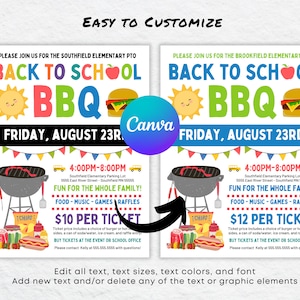 Editable Back to School BBQ Flyer Template, Welcome Back Picnic ...