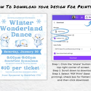 Editable Winter Dance Flyer Template, School Dance Party Invitation ...