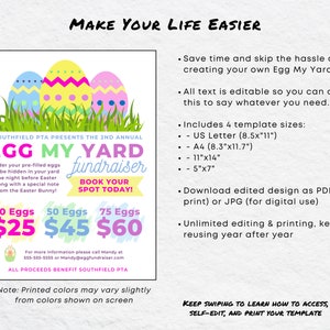 Editable Egg My Yard Flyer Printable, Easter Fundraiser Canva Template ...