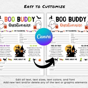 Halloween Boo Buddies Questionnaire, Gift Exchange Favorites Survey PDF ...