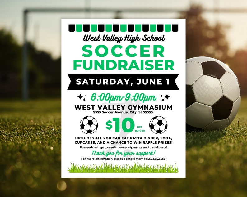 Soccer Flyer Editable Template for Soccer Raffle Fundraiser - Etsy