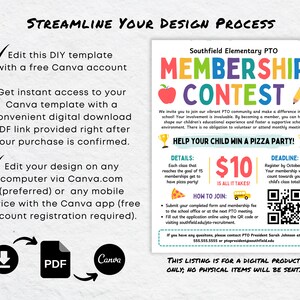 PTO Membership Contest Flyer Template: Editable Canva PTA Recruitment ...
