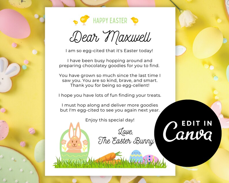 Editable Easter Bunny Letter Template Printable DIY Easter - Etsy