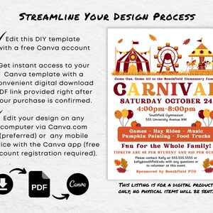 Editable Fall Carnival Flyer: Autumn Festival Invitation (canva ...