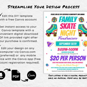 Editable Family Skate Night Flyer Template: Roller Skating Fundraiser ...
