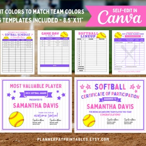 Editable Softball Template Bundle Includes Snack & Game Schedules ...