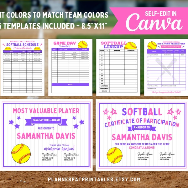 Softball Lineup Template - Etsy
