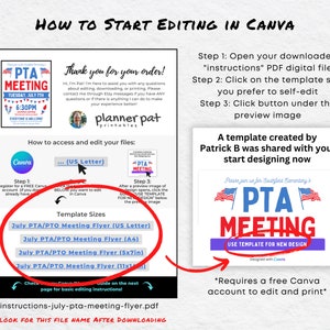 Editable July PTO PTA Meeting Flyer Template, Summer Meeting Reminder ...