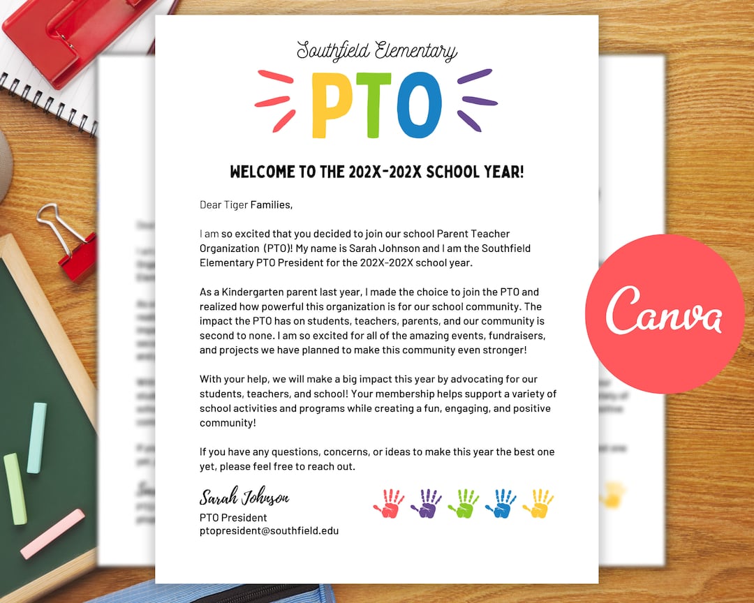 Editable PTO PTA Welcome Letter Template: Minimalist School ...