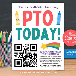 Editable Join the PTO Today Flyer Template, QR Code PTA Recruitment ...