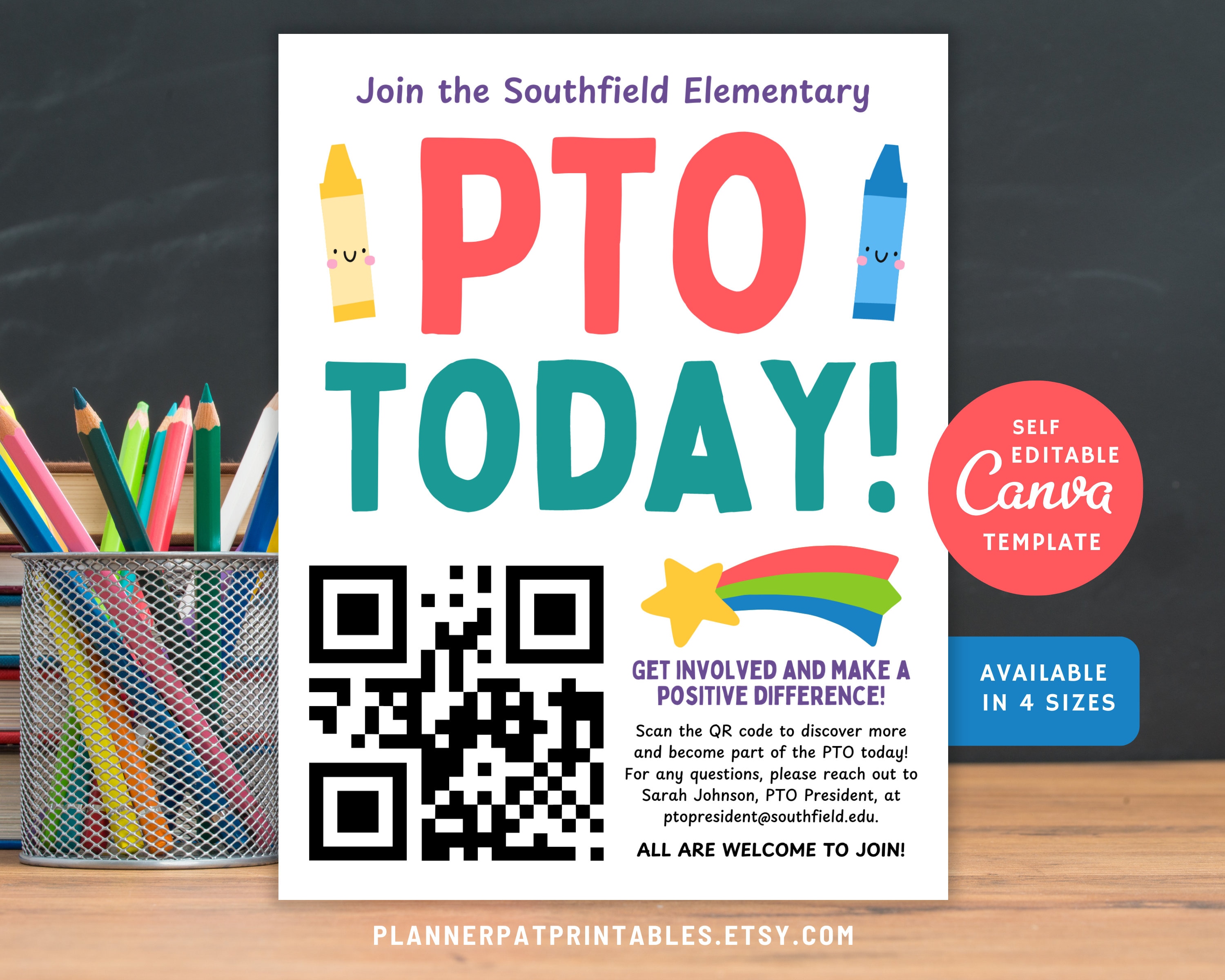 Editable Join the PTO Today Flyer Template, QR Code PTA Recruitment ...