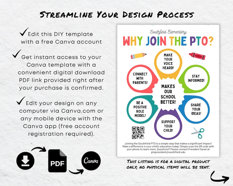 Editable PTO PTA Infographic Flyer | Canva Recruitment Poster Template ...