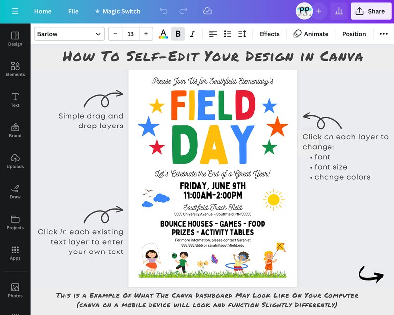 School Field Day Flyer, Sports Day Canva Template (digital Download) - Etsy