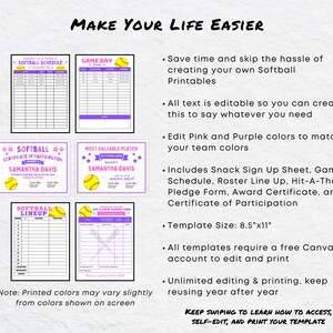 Editable Softball Template Bundle Includes Snack & Game Schedules ...