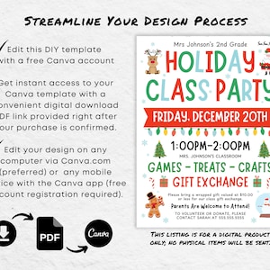 Editable Christmas Class Party Invite, Elementary School Party Flyer ...