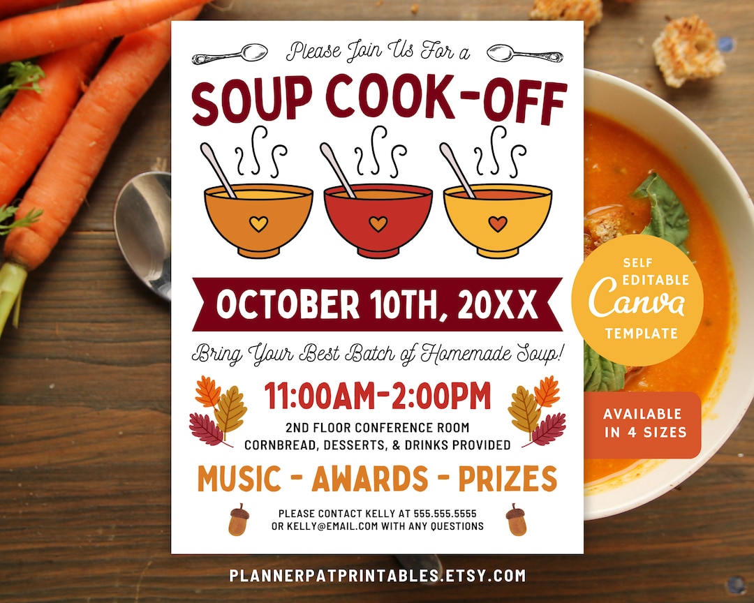 Fall Soup Cook-off Flyer Template: Autumn Competition Poster (canva ...