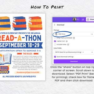 Read-a-thon Flyer Editable Template for Reading Literacy Fundraiser ...