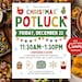 Editable Christmas Potluck Flyer Template, Holiday Potluck Party, Canva ...