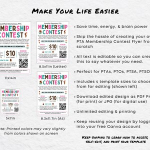 Editable PTA Membership Contest Flyer: Canva Template, School ...
