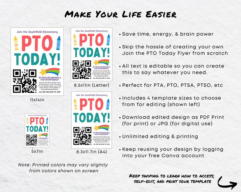 Editable Join the PTO Today Flyer Template, QR Code PTA Recruitment ...