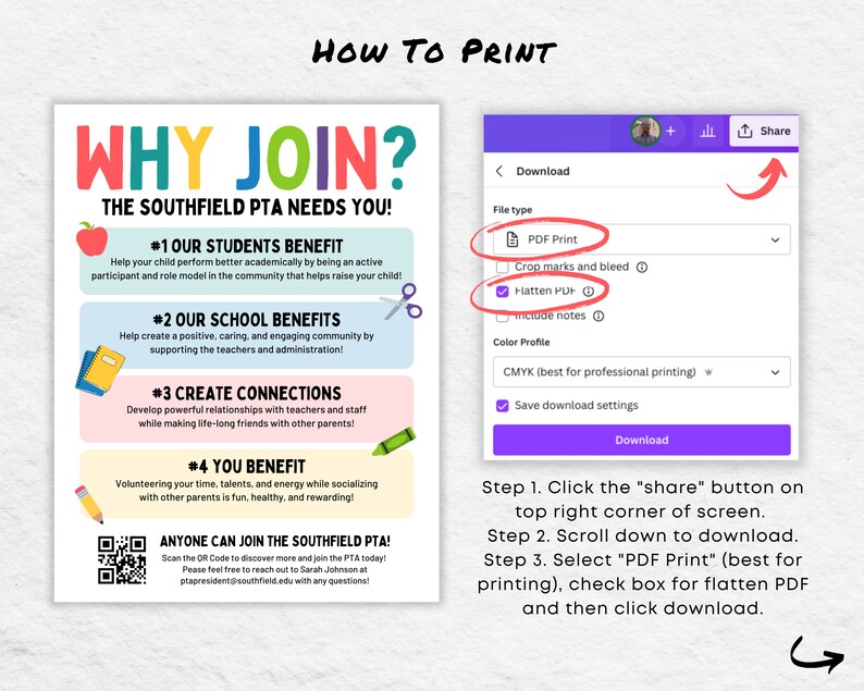Editable PTA PTO Flyer Template: Why Join Volunteer Recruitment Poster ...