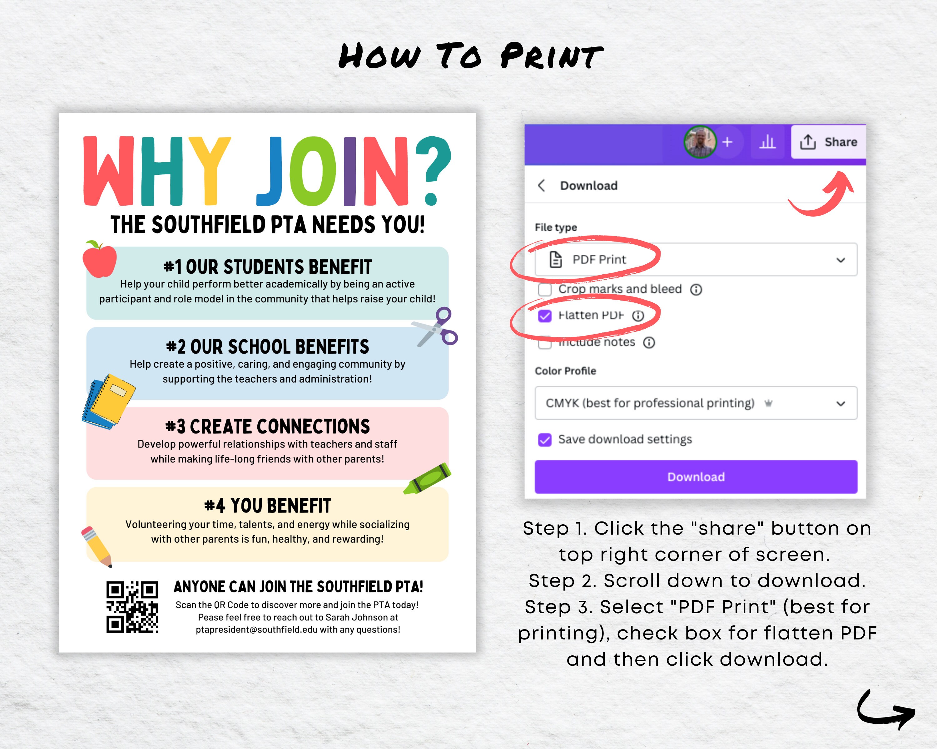 Editable PTA PTO Flyer Template: Why Join Volunteer Recruitment Poster ...