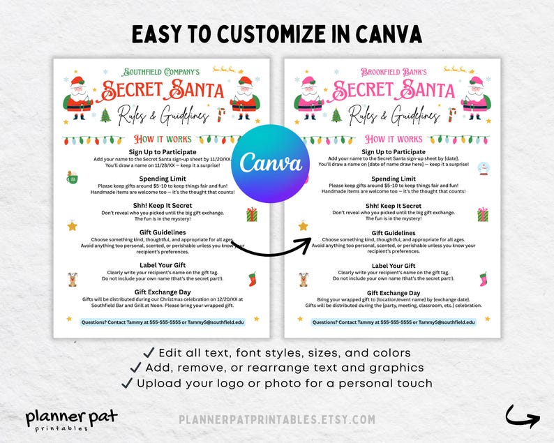 Editable Secret Santa Rules Flyer | Christmas Gift Exchange Guidelines ...