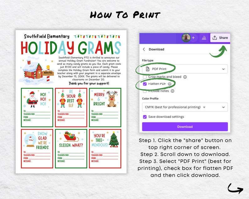 Editable Holiday Grams Canva Template, Christmas Candy Gram School ...