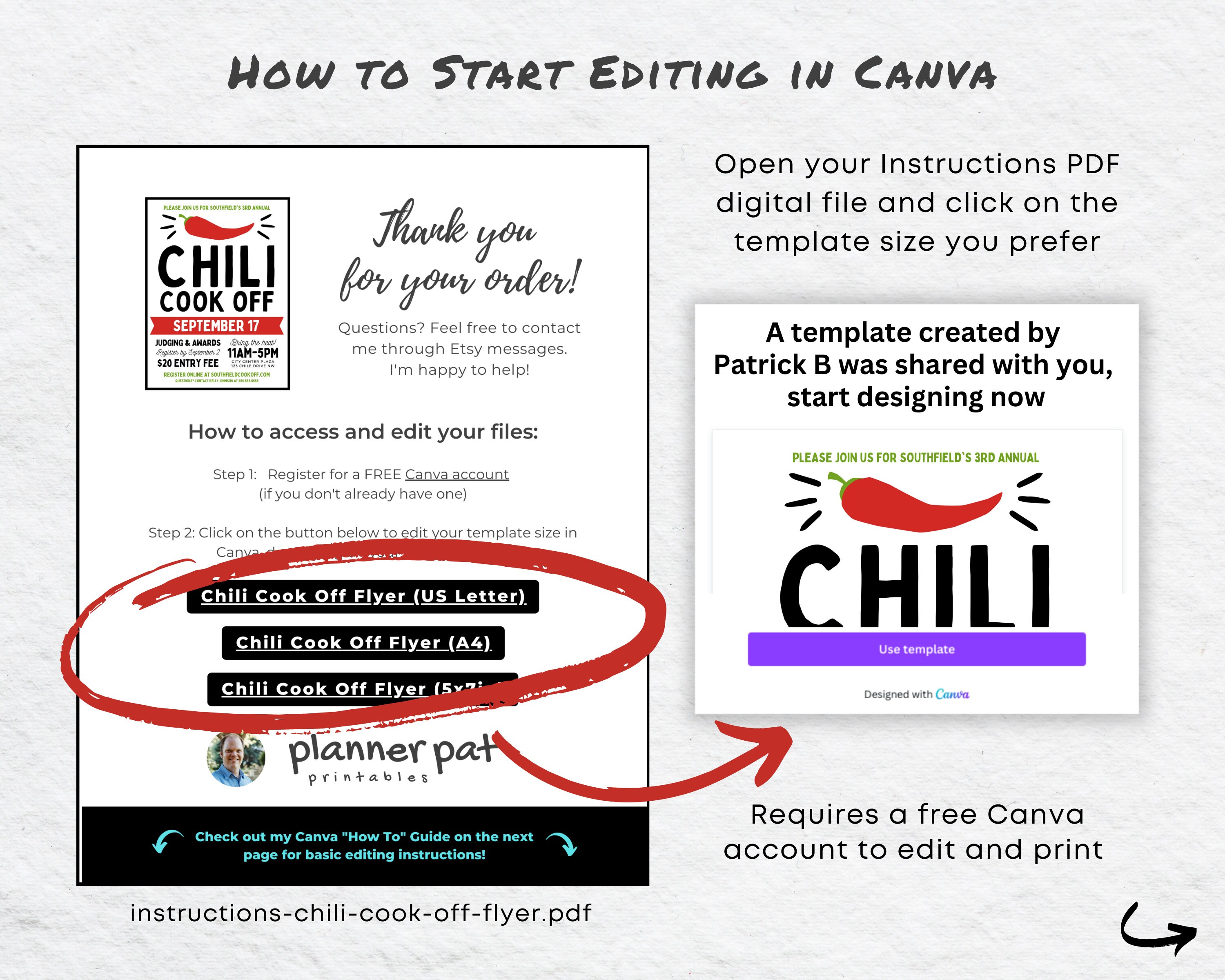 Editable Chili Cook off Flyer, Food Contest Template, (canva, Digital ...