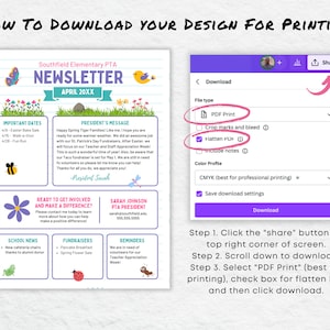 Editable April Newsletter Template, Spring PTO PTA School News, Canva ...