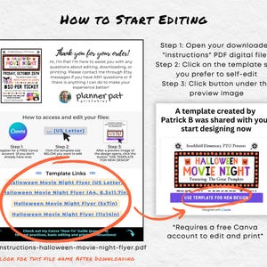DIY Halloween Movie Night Flyer Template, Editable School Film Event ...