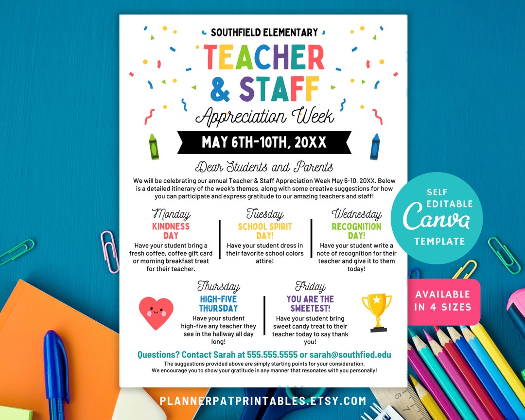 Editable Parent Newsletter Itinerary Flyer for Teacher & Staff ...