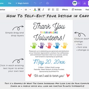 Editable Volunteer Appreciation Invitation, End of Year Luncheon, Canva ...